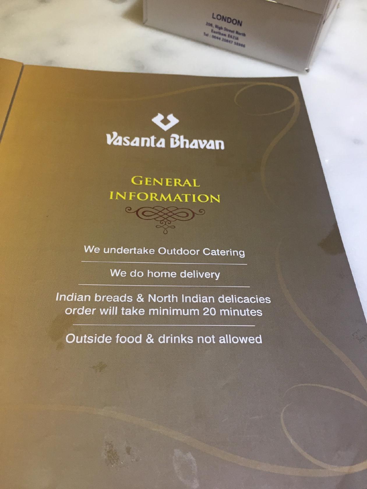 Menu at Vasanta Bhavan Vegetarian Restaurant | Al Karama Dubai, Dubai ...