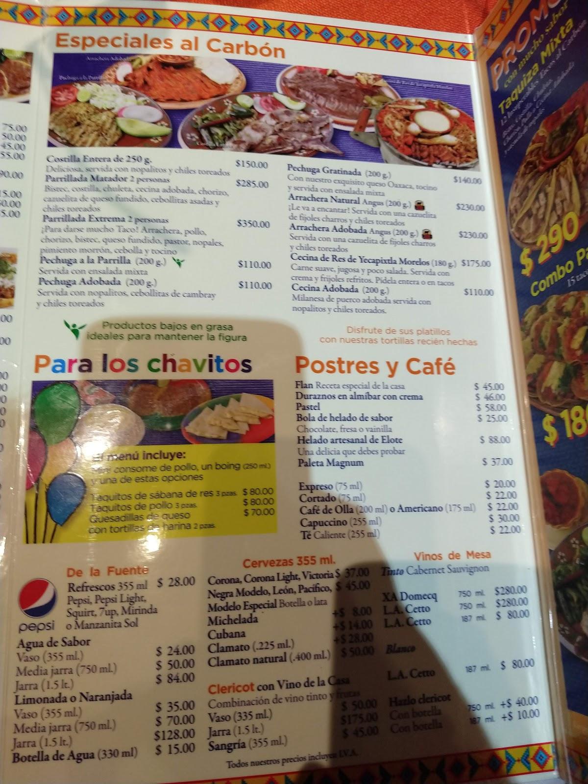 Carta del restaurante Chon y Chano Tacuba, Ciudad López Mateos, Calz ...