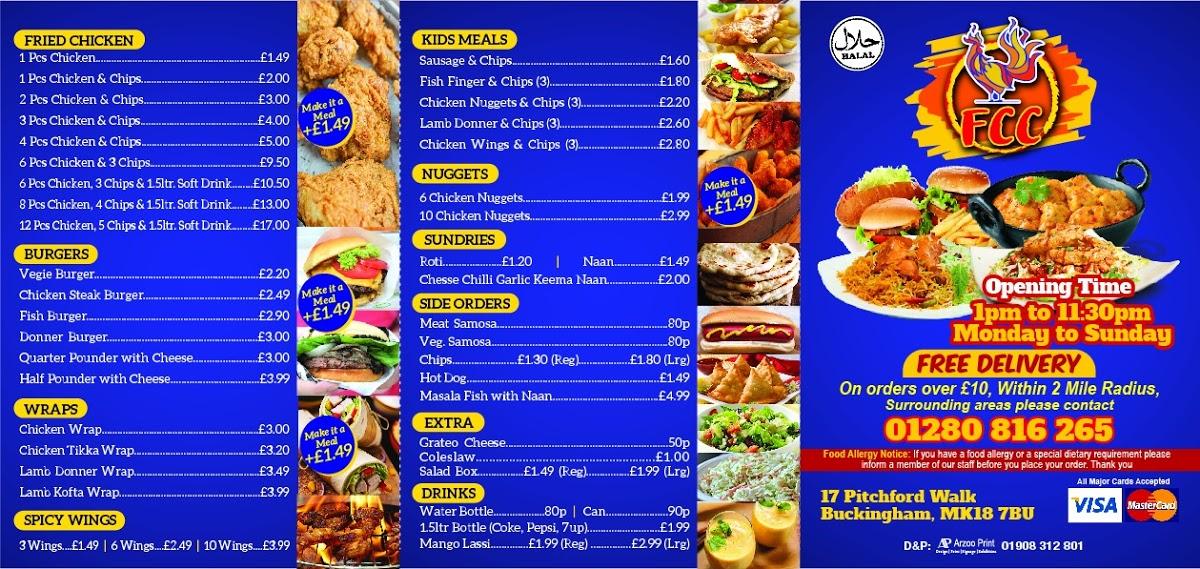 Menu at Flaming Crispy Chicken restaurant, Buckingham
