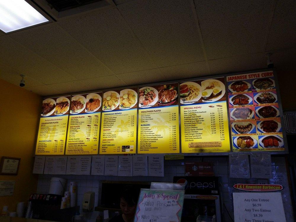 Menu at L&L Hawaiian Barbecue, Keaau