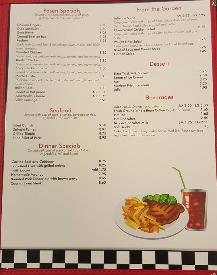 Menu at Posen Grill restaurant, Posen
