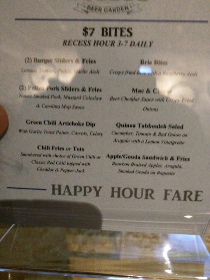 Menu at Recess Beer Garden pub & bar, Denver