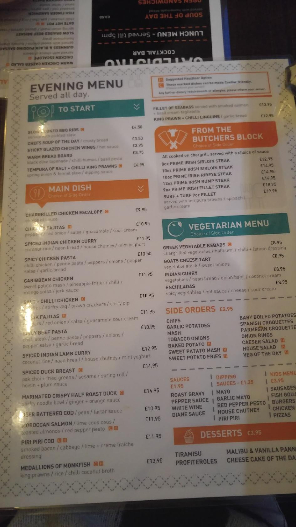 Menu at The Gate Bistro & Cocktail Bar, Londonderry