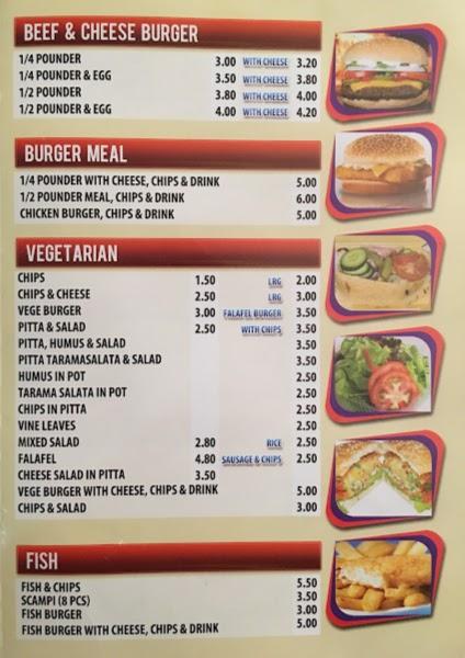 Menu at Capital Kebab House fast food, London, 63 The Cut