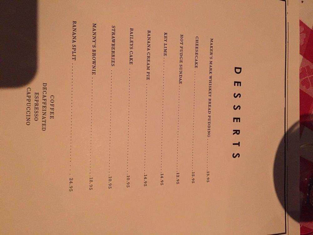 Menu at Manny's Steakhouse, Minneapolis, 825 S Marquette Ave