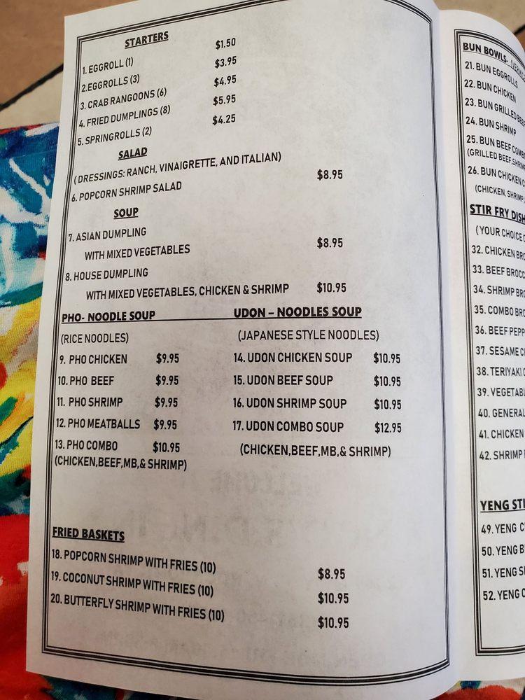 Menu at Ngo's Dine-In restaurant, Rockport