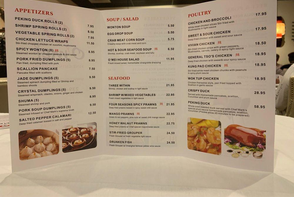 Menu at O'mei Chinese Cuisine restaurant, North Naples, Tamiami Trail N