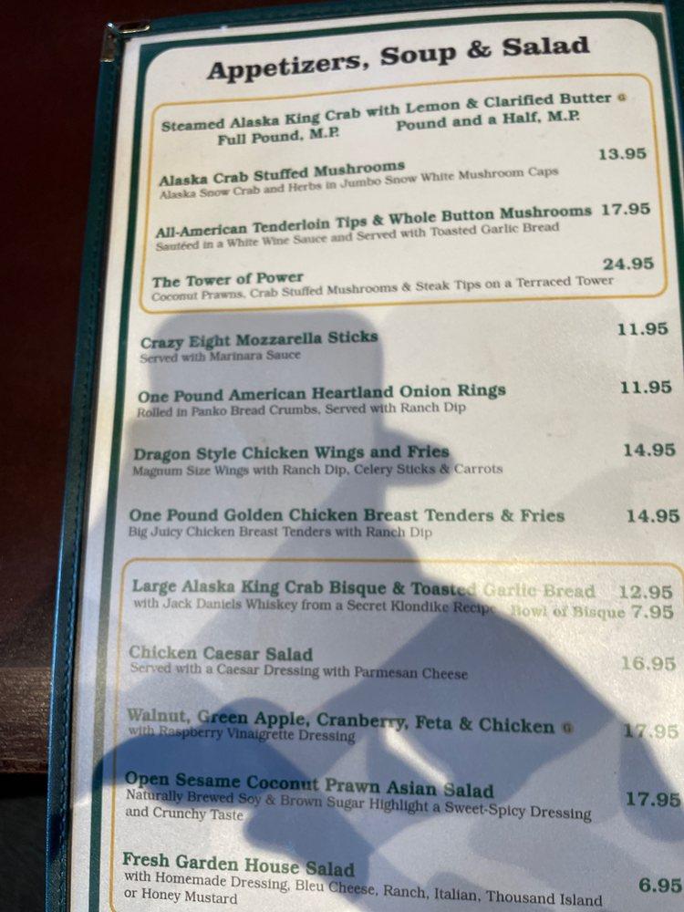 Menu at Pike's Landing pub & bar, Fairbanks