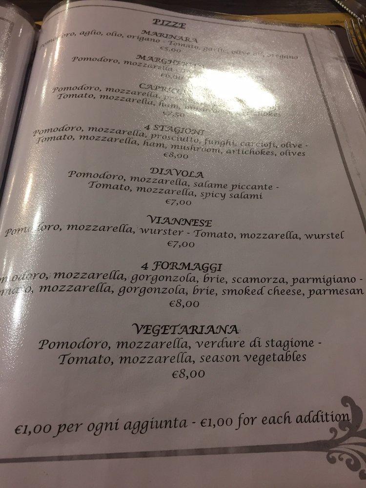 Menu at Trattoria Alle Lance pizzeria, Venice