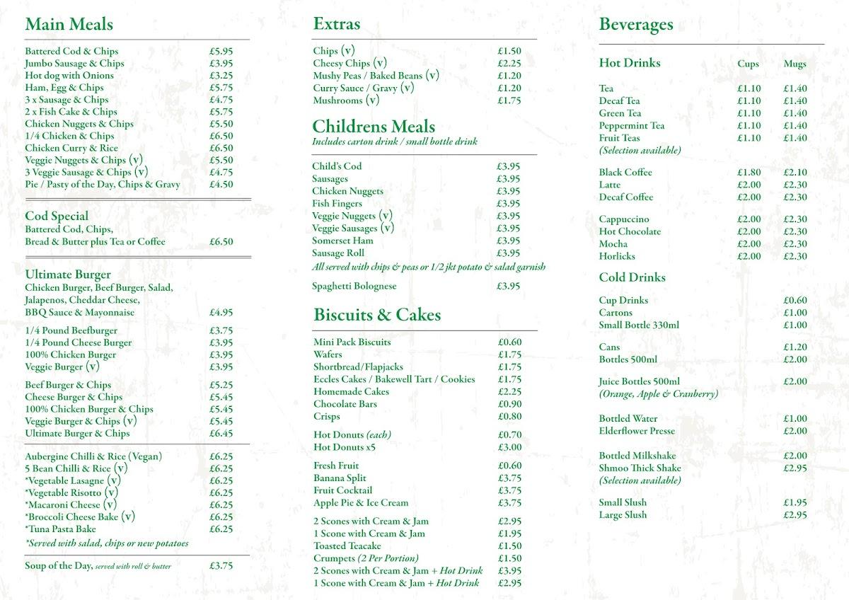 Menu at Victorian Cafe, Weston-super-Mare, Victorian Cafe