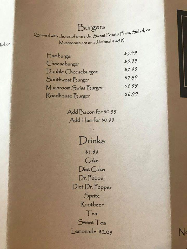 Menu at Baileys Family Dining restaurant, Carl Junction