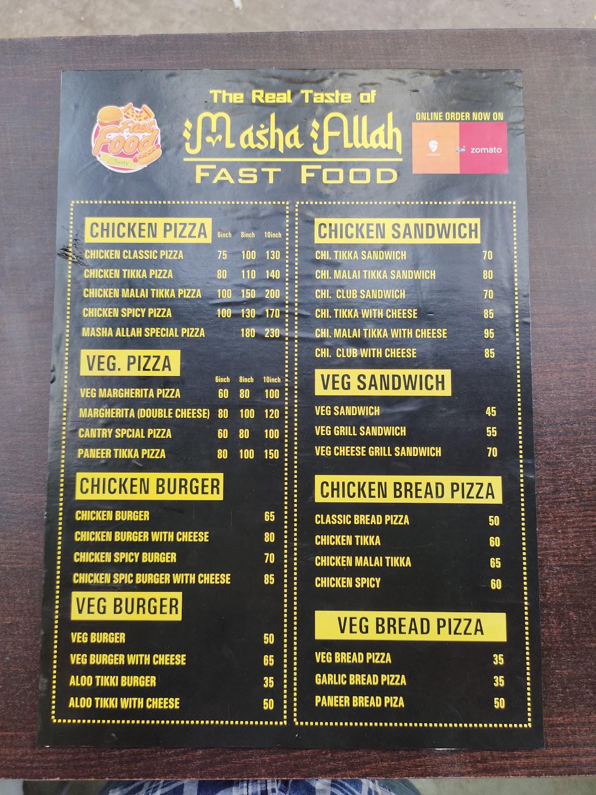 Menu at Masha Allah the tea cafe, Mumbai