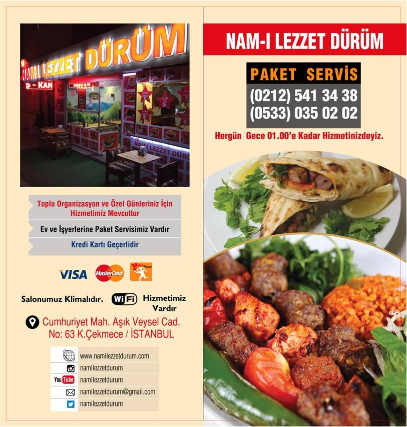 Menu at Nam-I Lezzet Dürüm, Istanbul
