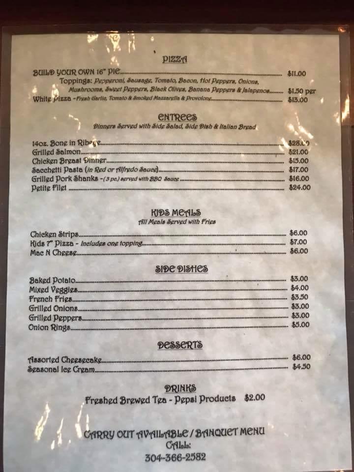 Menu at Brickside on the Green restaurant, Fairmont