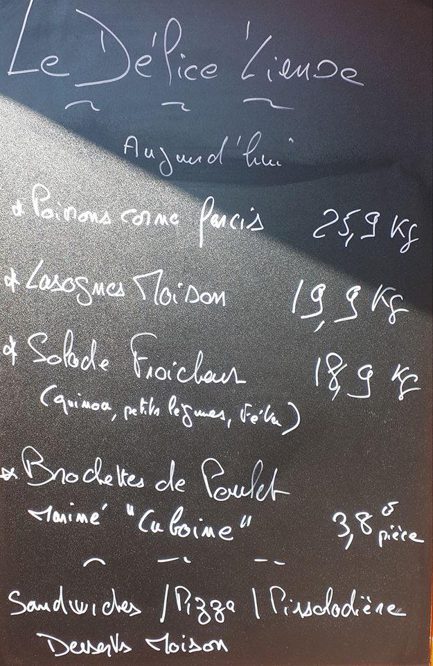 Menu at LE DELICE'LIEUX restaurant, Nice
