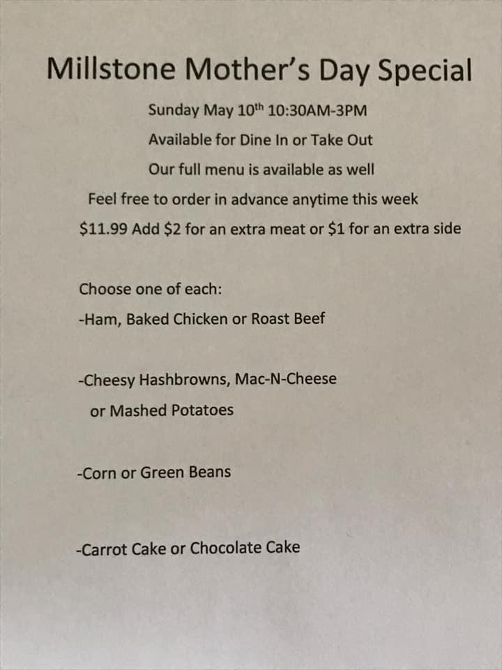 Menu at Millstone Family Restaurant, Milbank, E 4th Ave