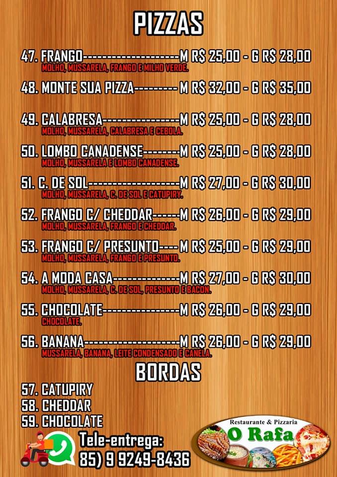 Menu em Restaurante & Pizzaria O Rafa, Brasil