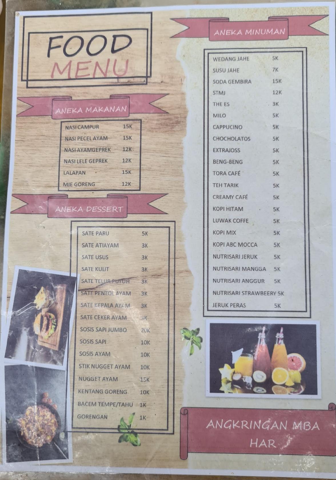 Menu at Angkringan Mbak Har 2 cafe, Samarinda
