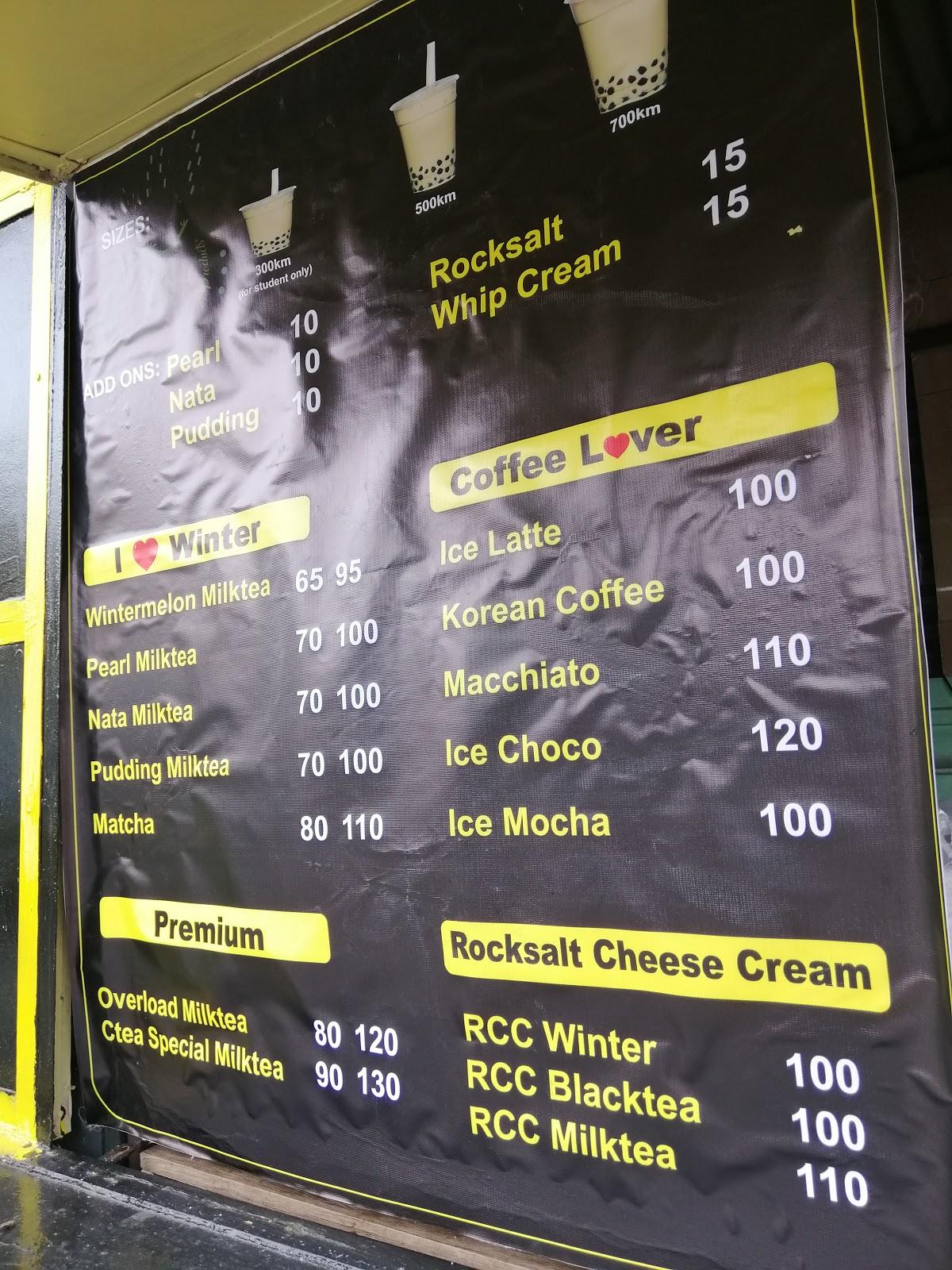 Menu at CTea Black and yellow cafe, Mandaluyong