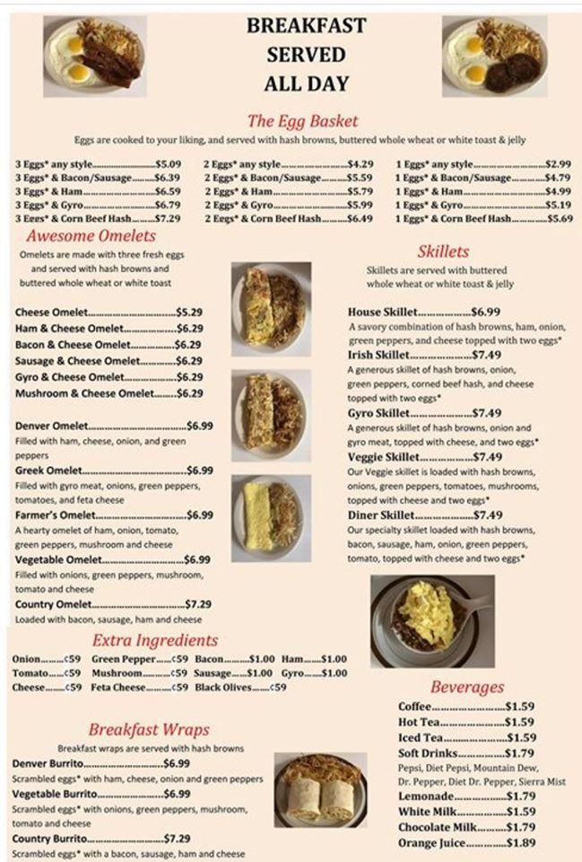 Menu at Edinburgh Diner restaurant, Edinburgh