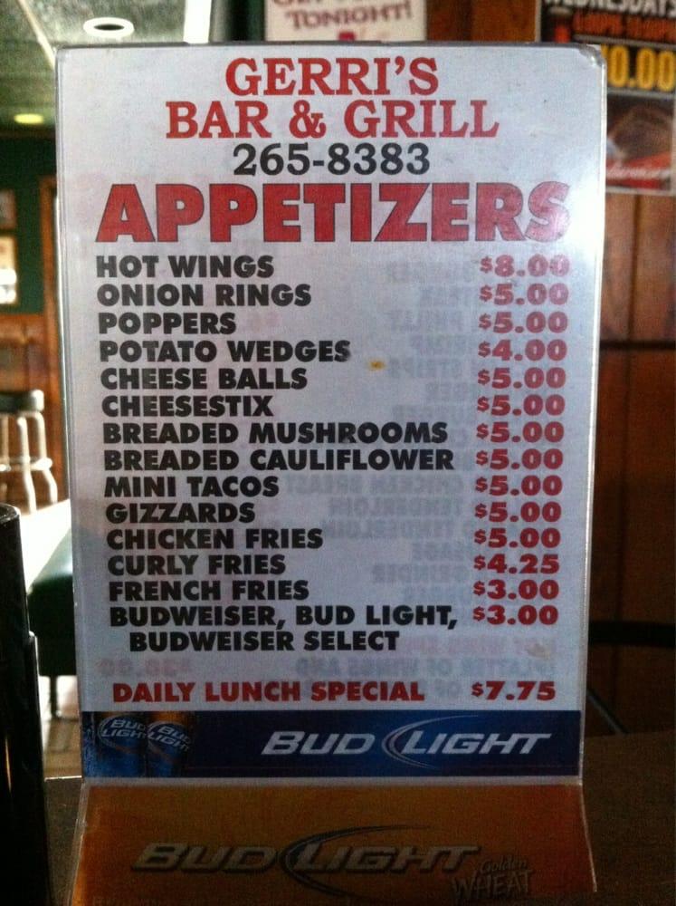 Menu at Gerri's Bar & Grill, Des Moines