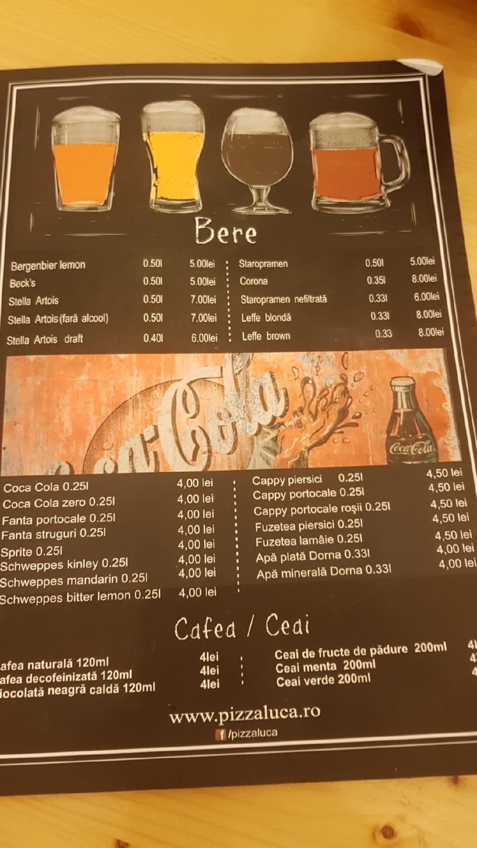 Menu at Pizza Luca, Bacău, Strada 9 Mai 56