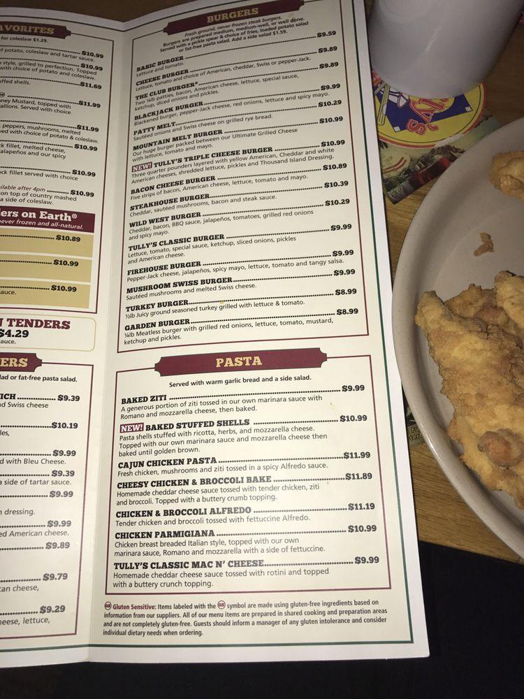 Menu at Tullys Good Times - Main & Transit pub & bar, Harris Hill