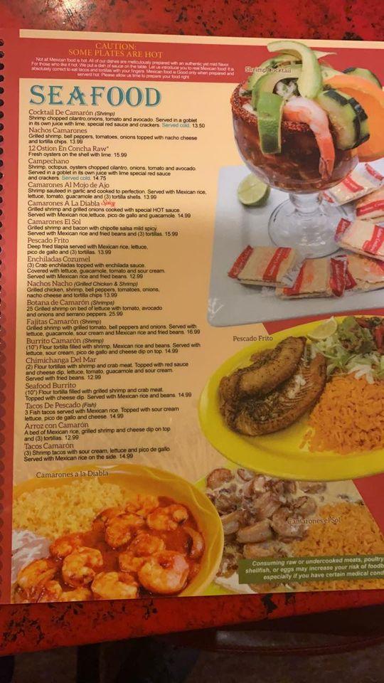 Menu at El Sol Mexican Restaurant, Waverly, E Bremer Ave