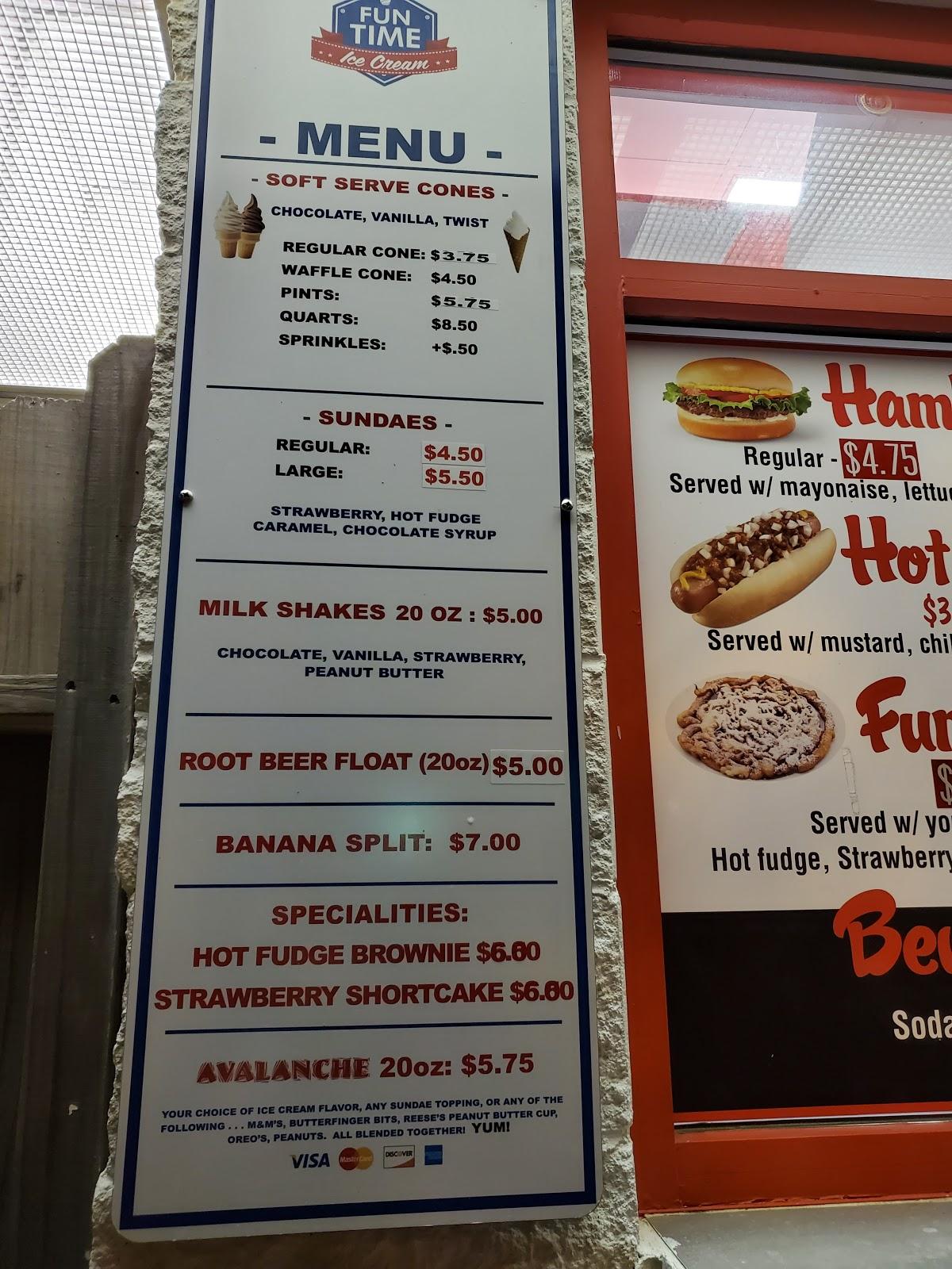 Menu at Fun Time Ice Cream, Carolina Beach