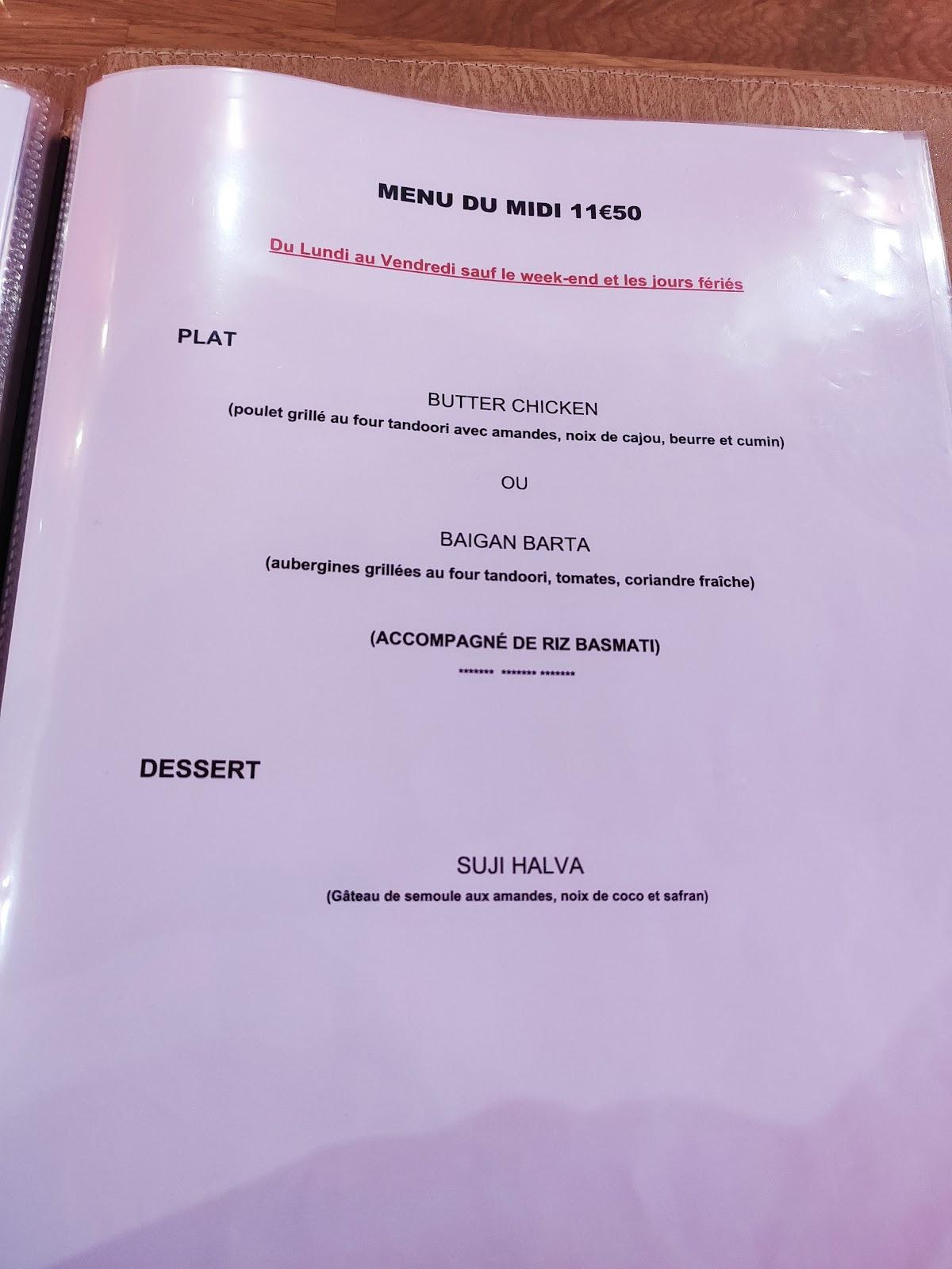 Carta del restaurante LALA THAKUR, Challans