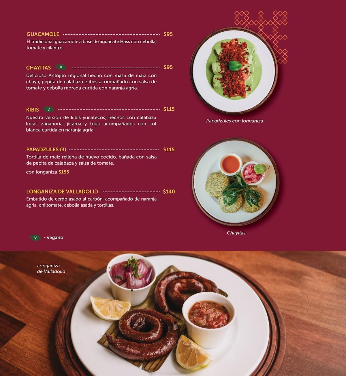 Carta del restaurante Museo del la Gastronomía Yucateca, Merida