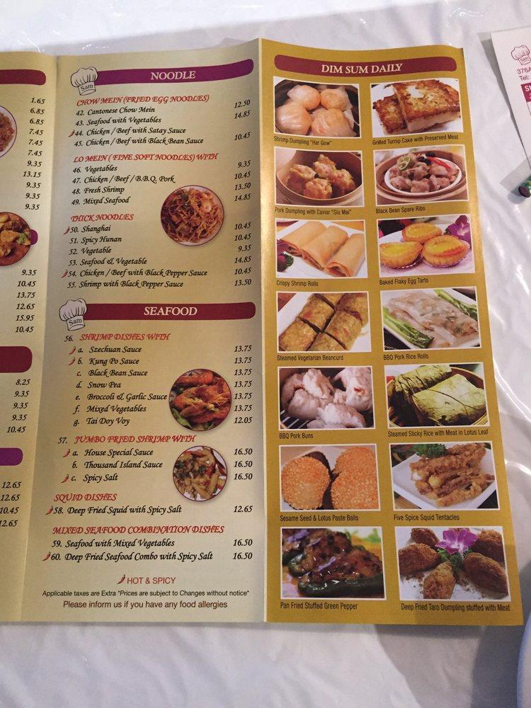 Menu at Sam's Chinese Kitchen restaurant, Kitchener