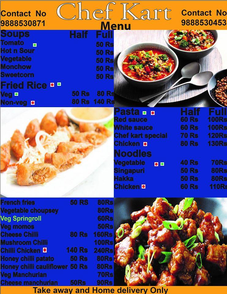 Menu at Chef kart, Zirakpur