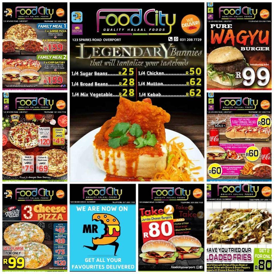 Menu at Food City cafe, Durban, 123 Sparks Rd