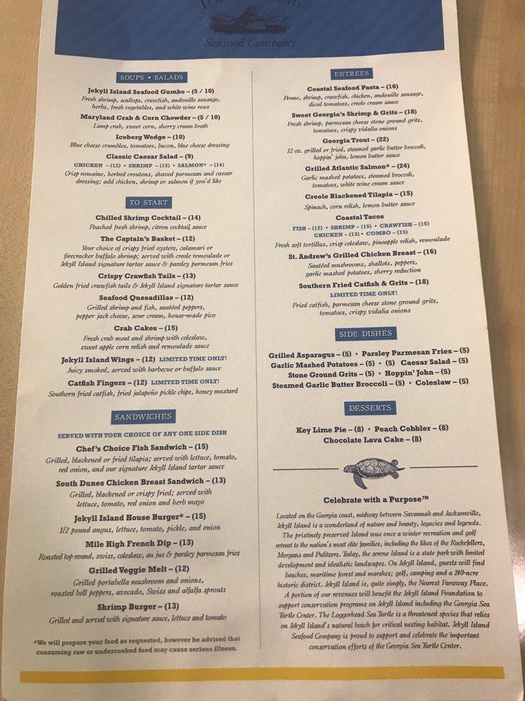 Menu at Jekyll Island Seafood pub & bar, Atlanta, N Terminal Pkwy