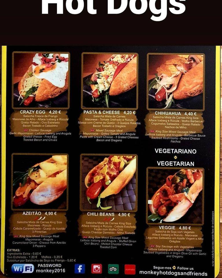 Menu at Monkey - Hot Dogs And Friends fast food, Azeitão