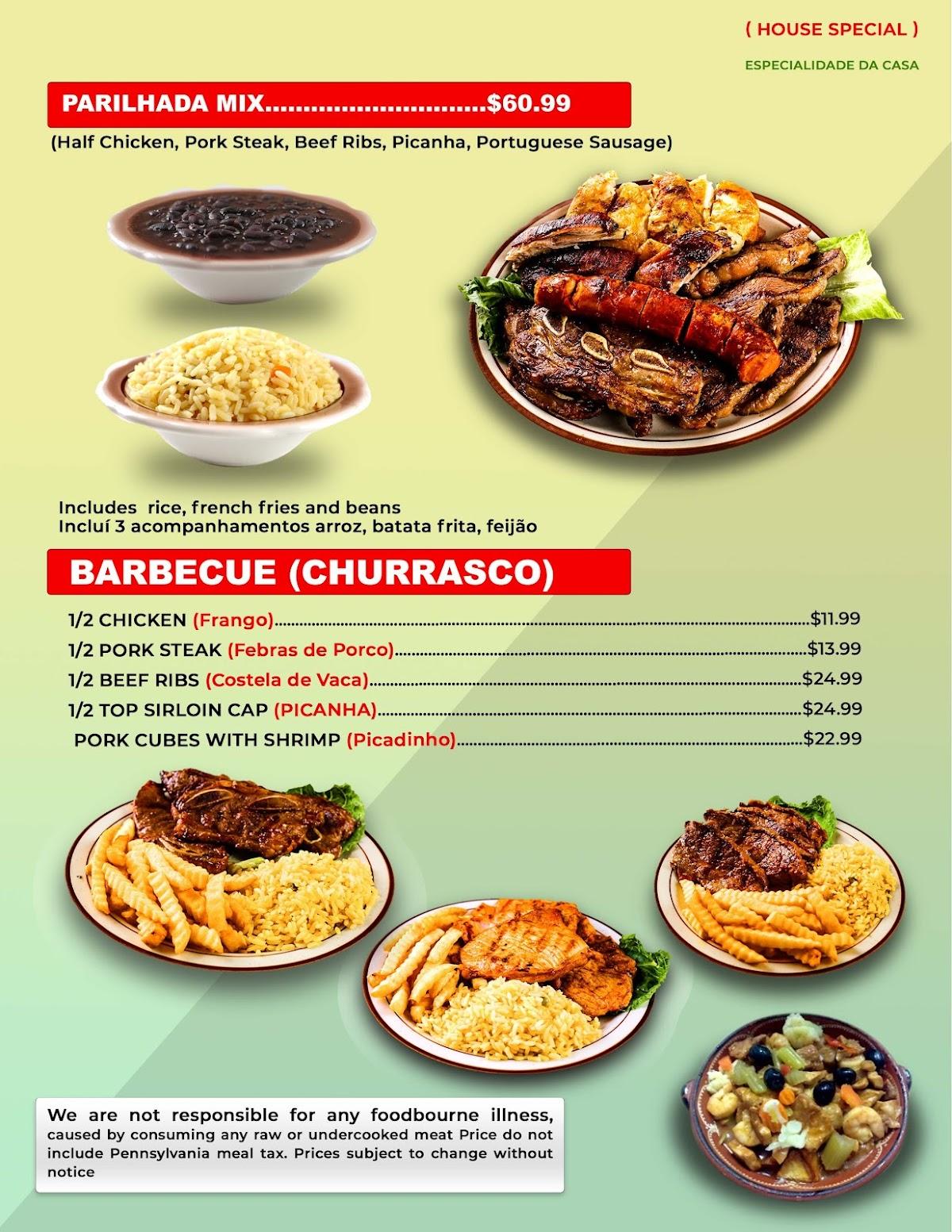 Menu at Portugalia BBQ, Freemansburg