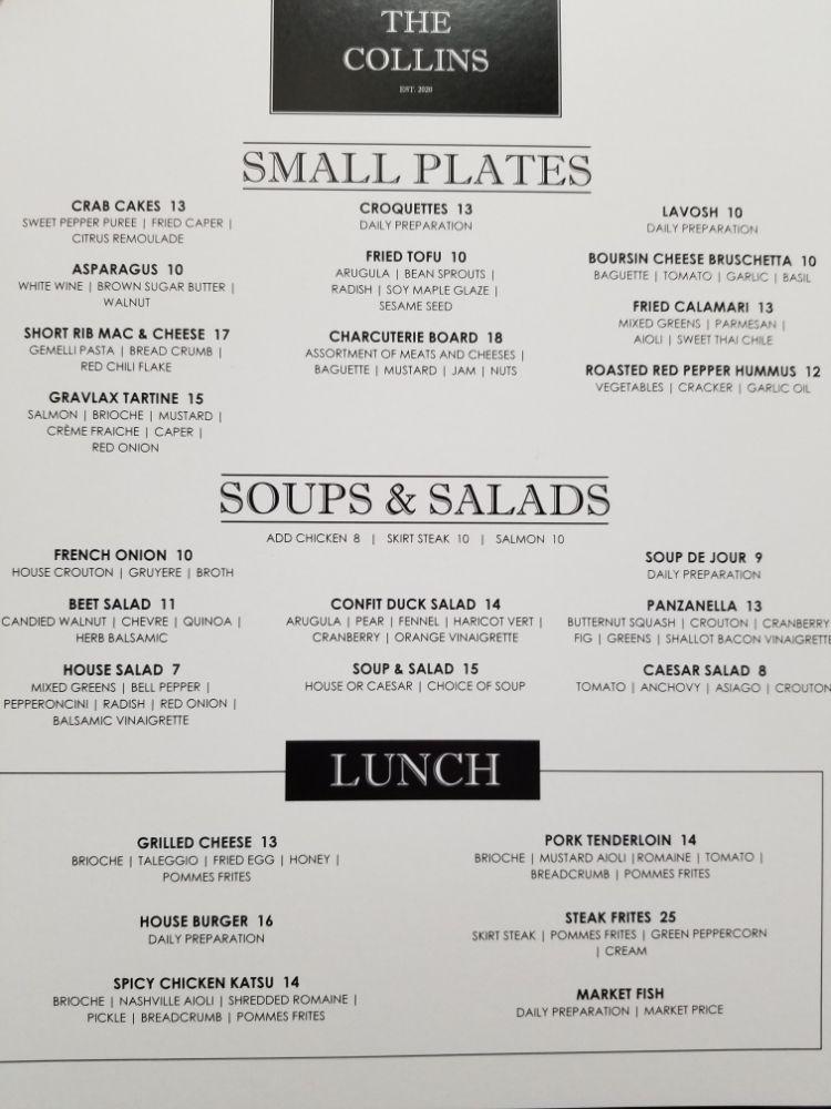 Menu at Brewery Town at The Collins pub & bar, Omaha