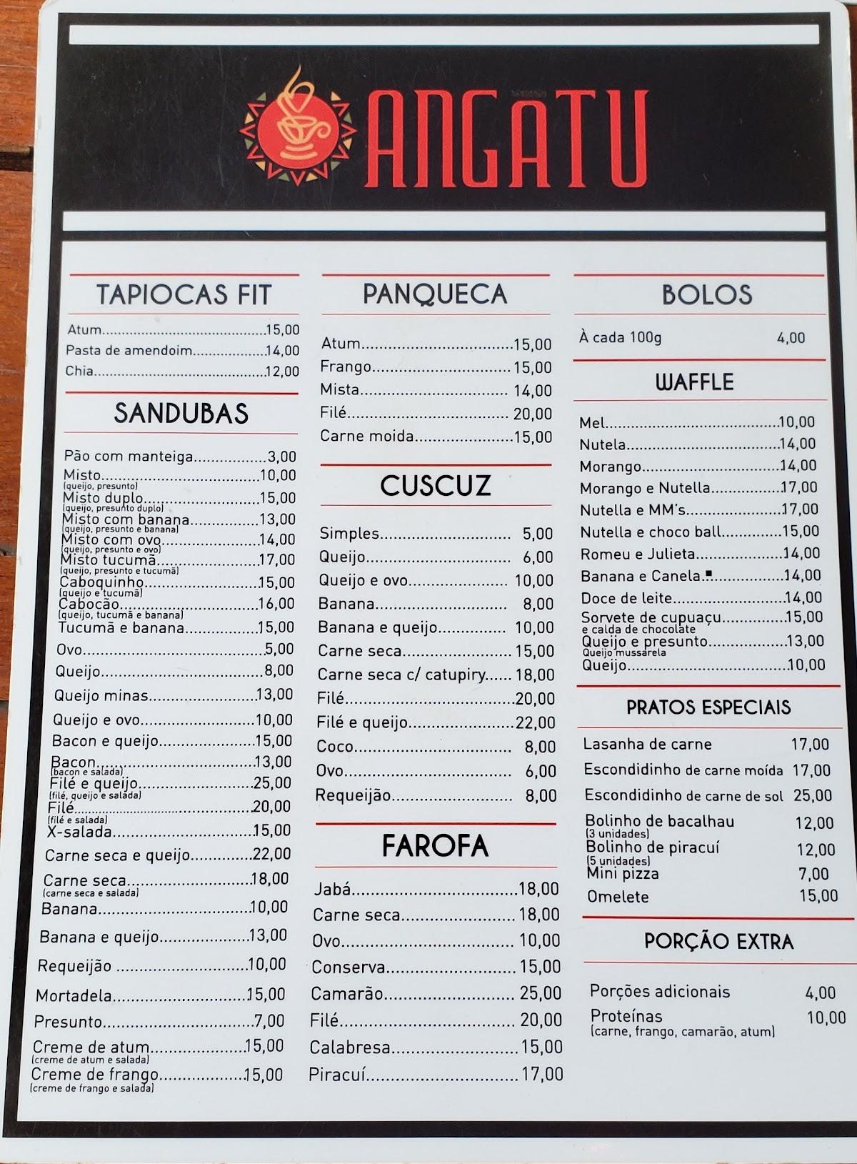 Carta de Angatu Café & Confeitaria Regional, Manaos