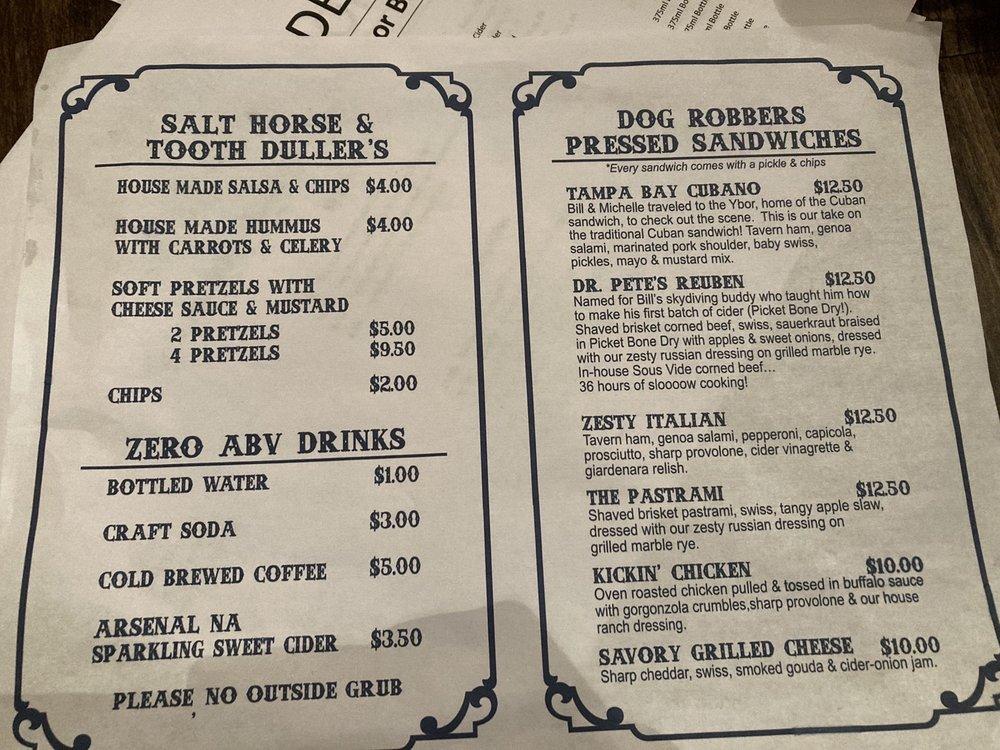 Menu at Arsenal Cider House pub & bar, Pittsburgh, W Liberty Ave