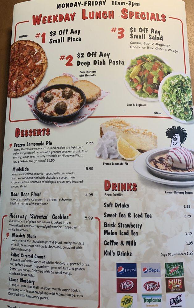 Menu at Hideaway Pizza pizzeria, Broken Arrow, N 9th St
