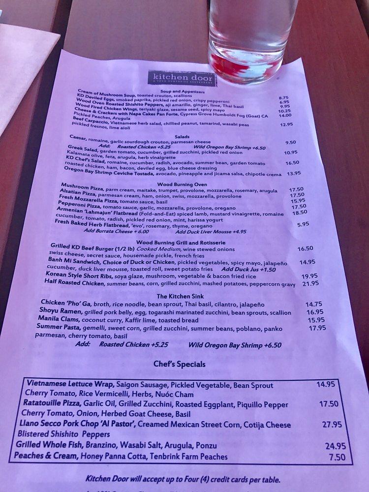 Menu at Kitchen Door pub & bar, Napa