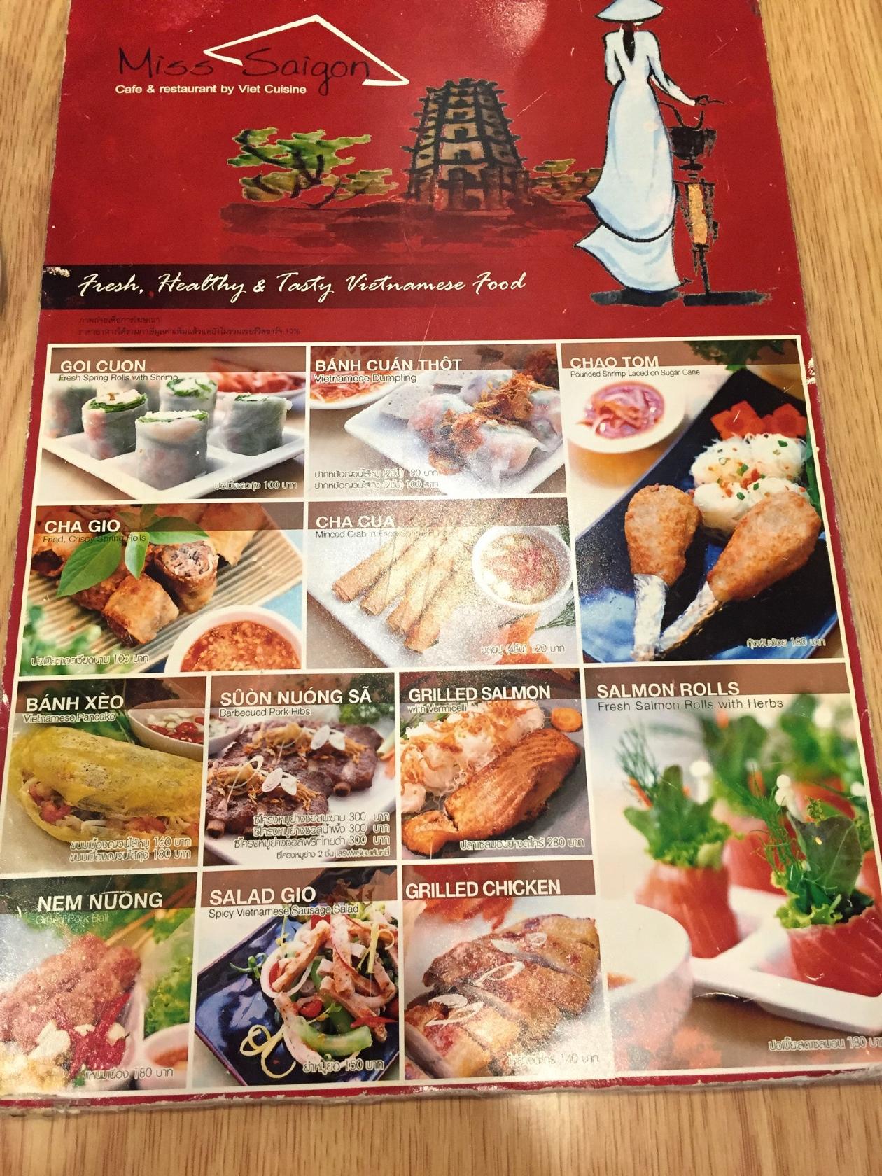 Menu at Miss Saigon restaurant, Bangkok, /2