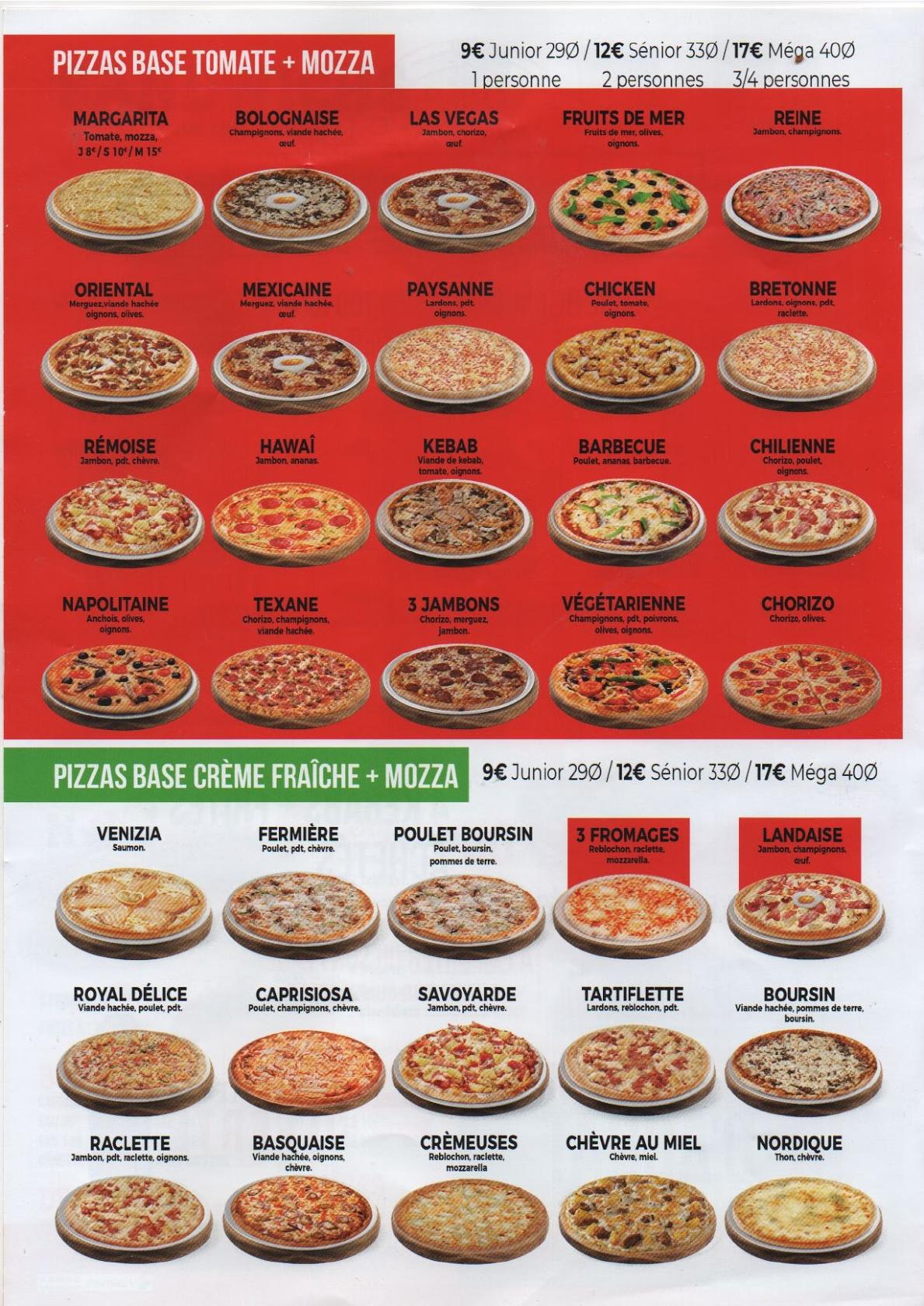 Menu at Pizza New Delice pizzeria, Reims