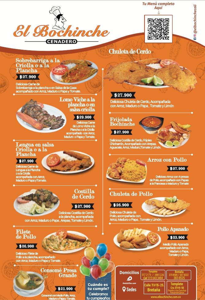 Menu at Restaurante El Bochinche Templete, Cali