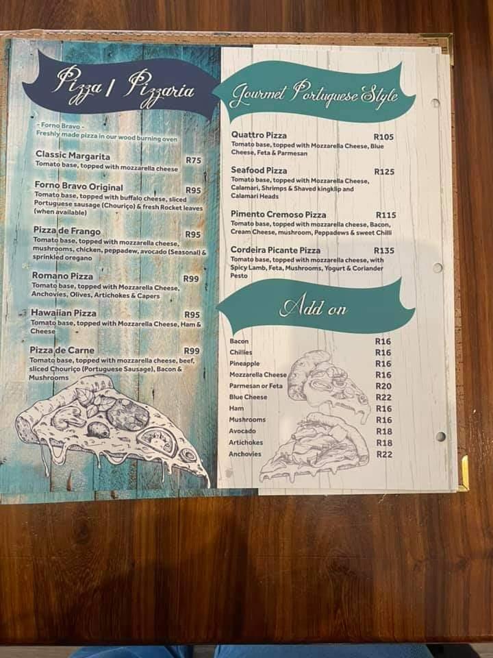 Menu at Rio Sol restaurant, Vereeniging