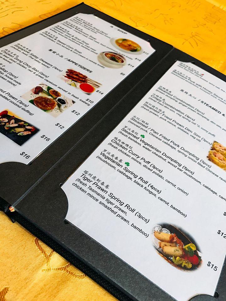 Menu at Tang Dynasty Chinese Restaurant, Bellerive