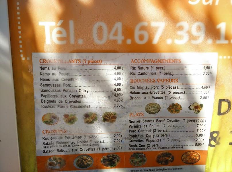 Menu at Angkor Food restaurant, Servian
