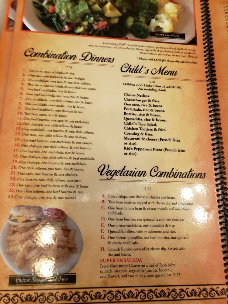 Menu at Los Agave’s Mexican Restaurant, Princeton