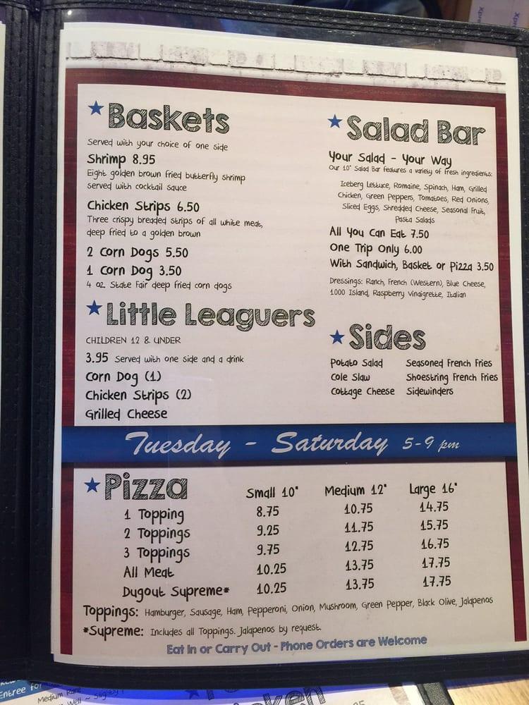 Menu at The Dugout Bar & Grill, Monroe City